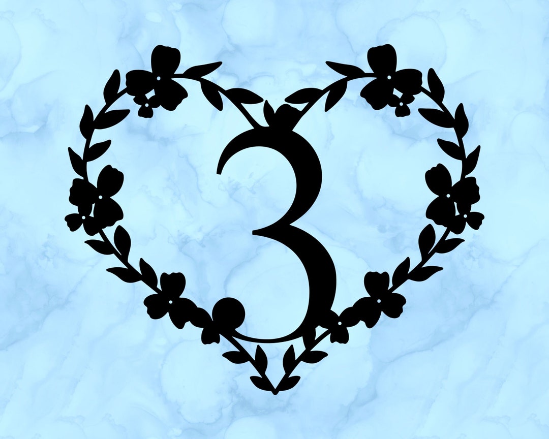 Heart Number 3 Decal - Etsy