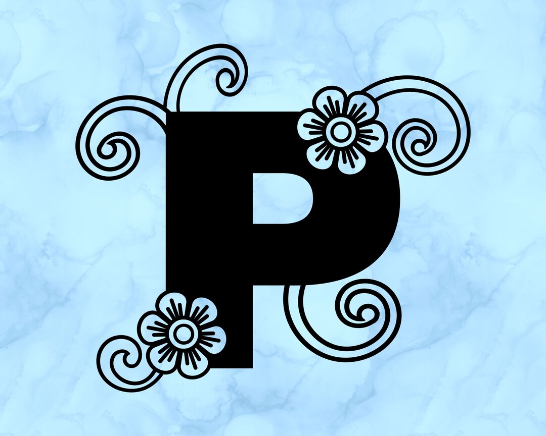 Swirl Letter P Decal - Etsy