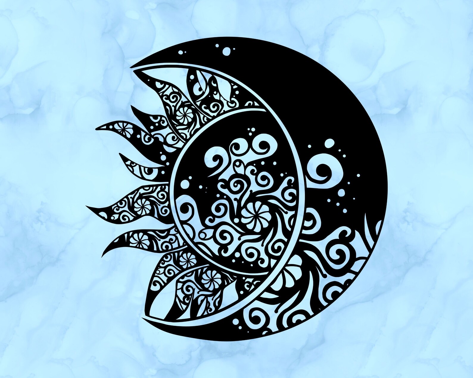 Sun and Moon Zentangle Decal - Etsy