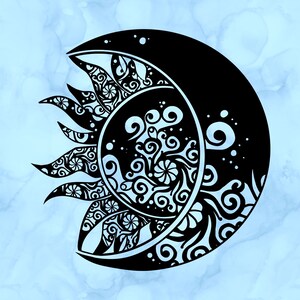 Sun and Moon Zentangle Decal - Etsy