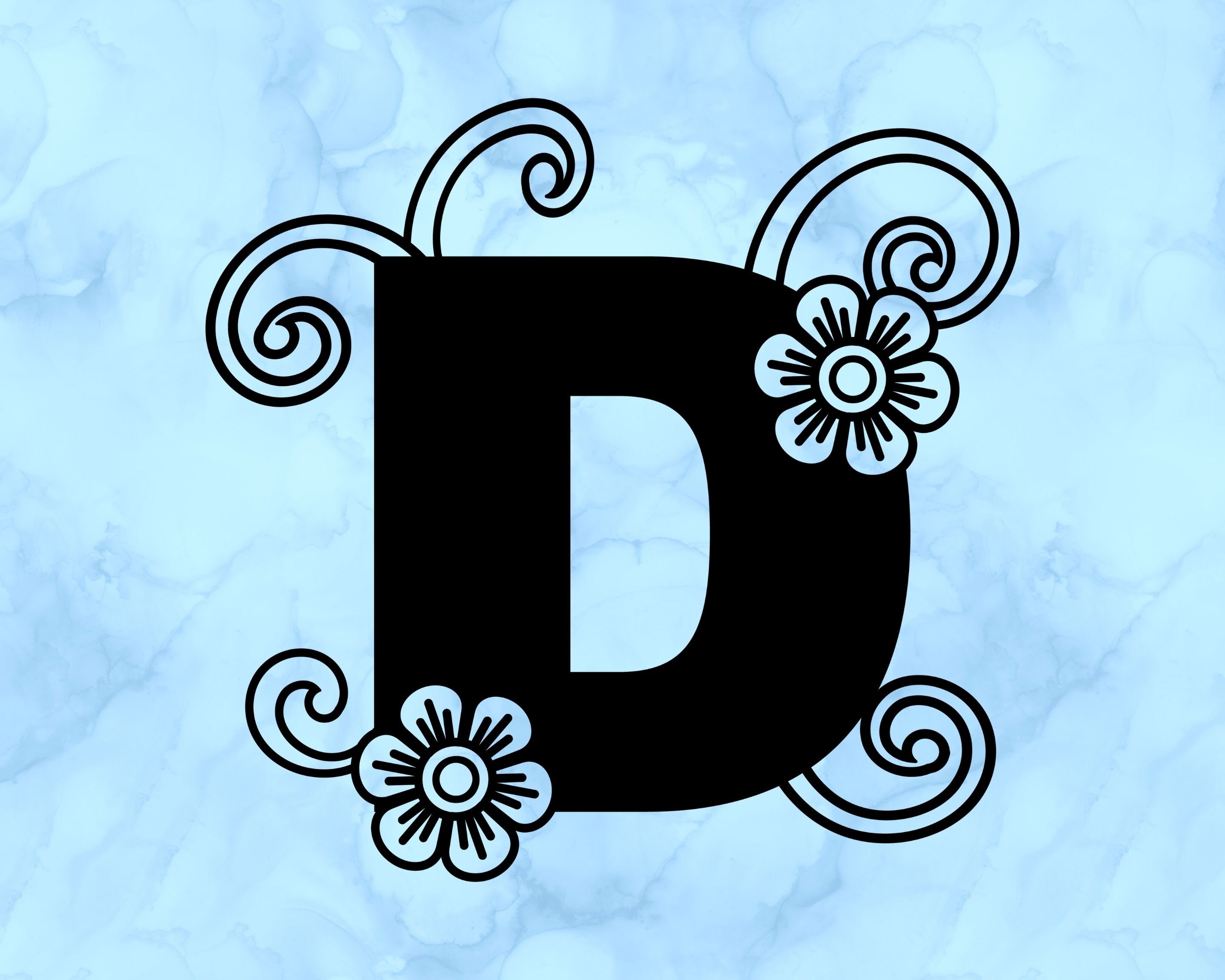 Swirl Letter D Decal - Etsy