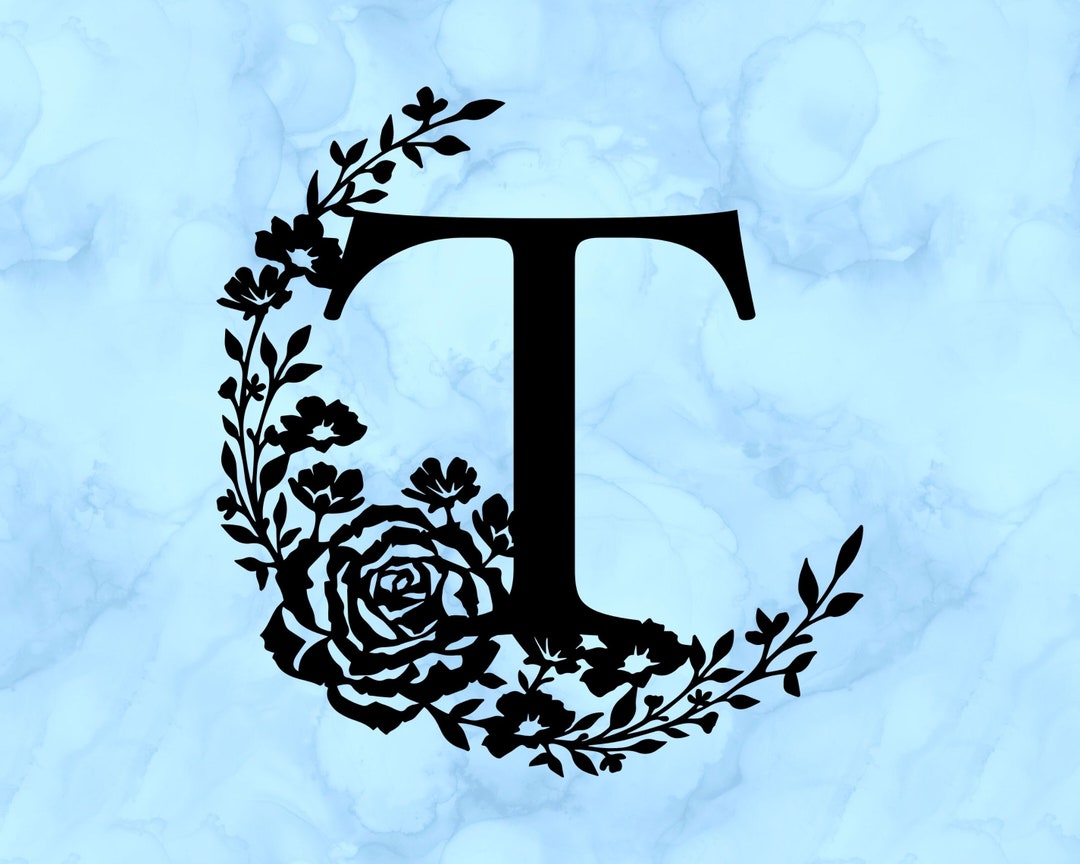 Floral Letter T Decal - Etsy