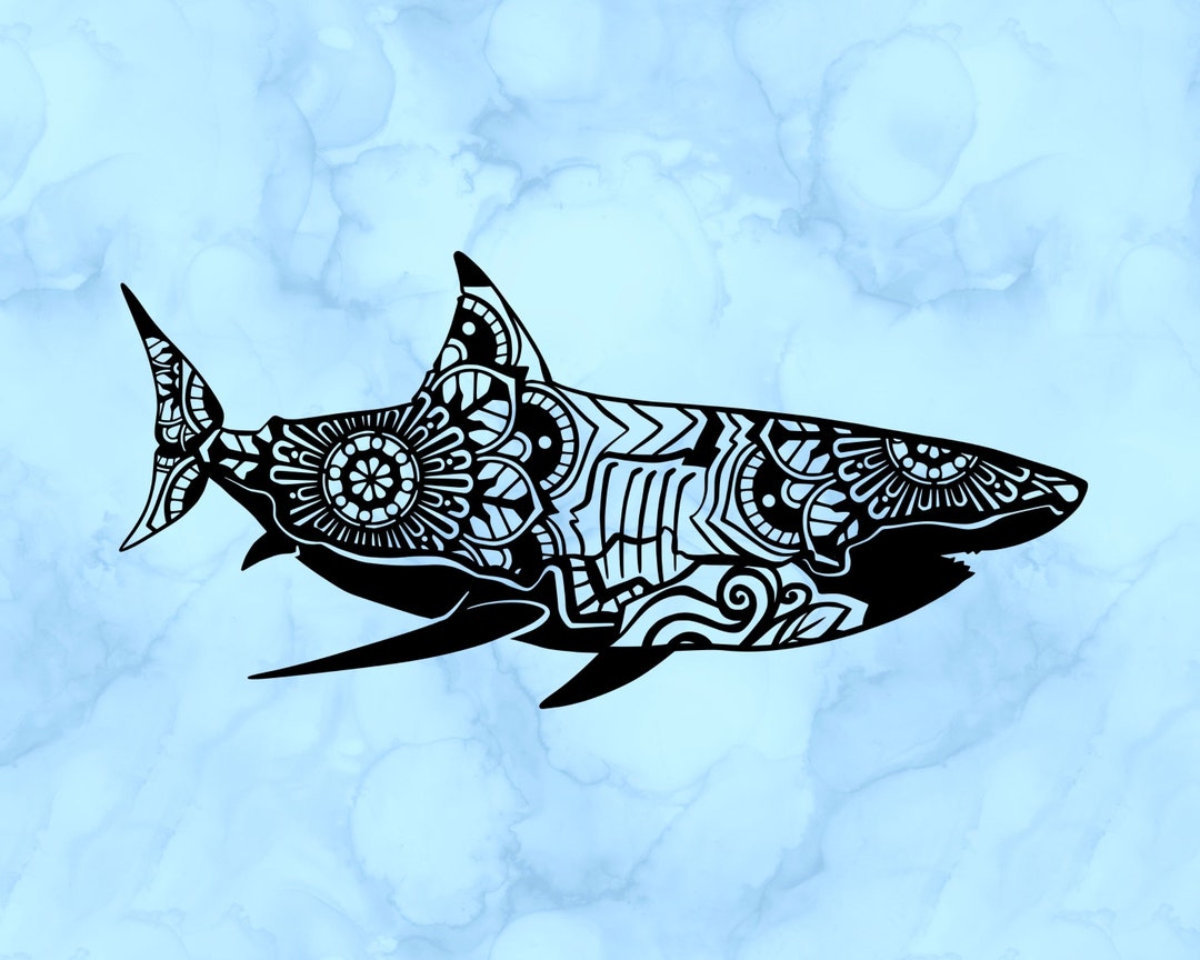 Great White Shark Zentangle Decal - Etsy