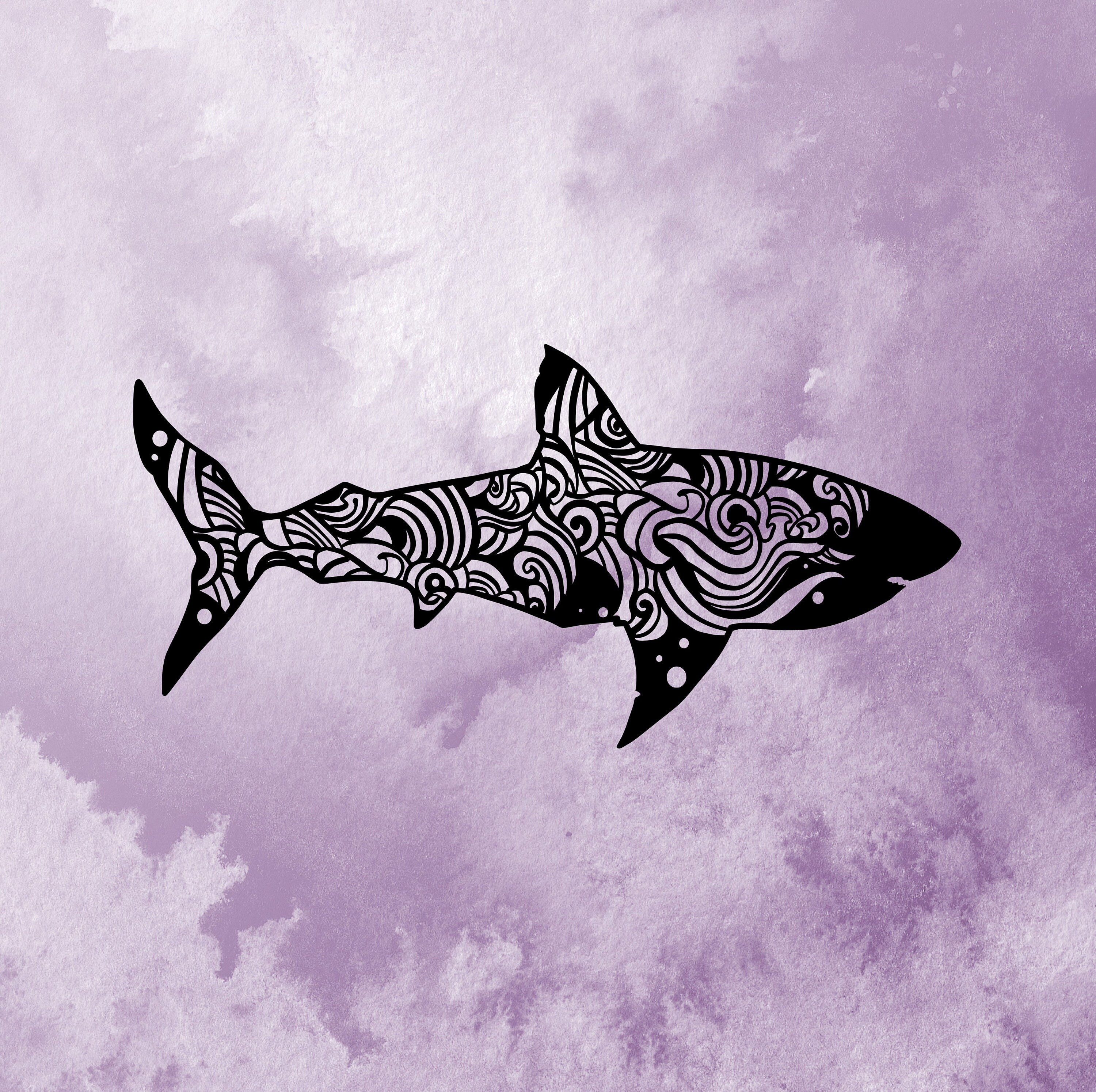 Great white shark zentangle decal | Etsy