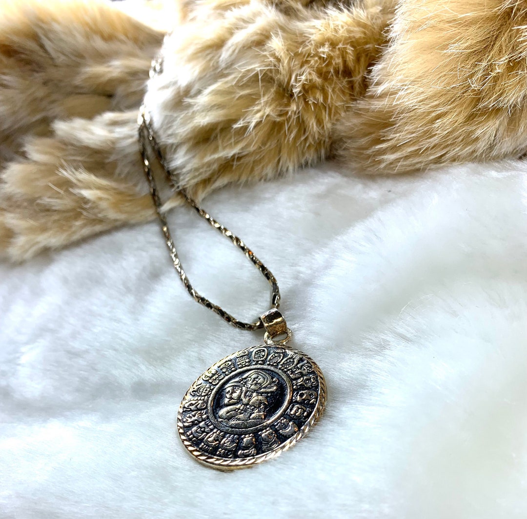 Aztec Chain and Carved Sterling Silver Pendant - Etsy