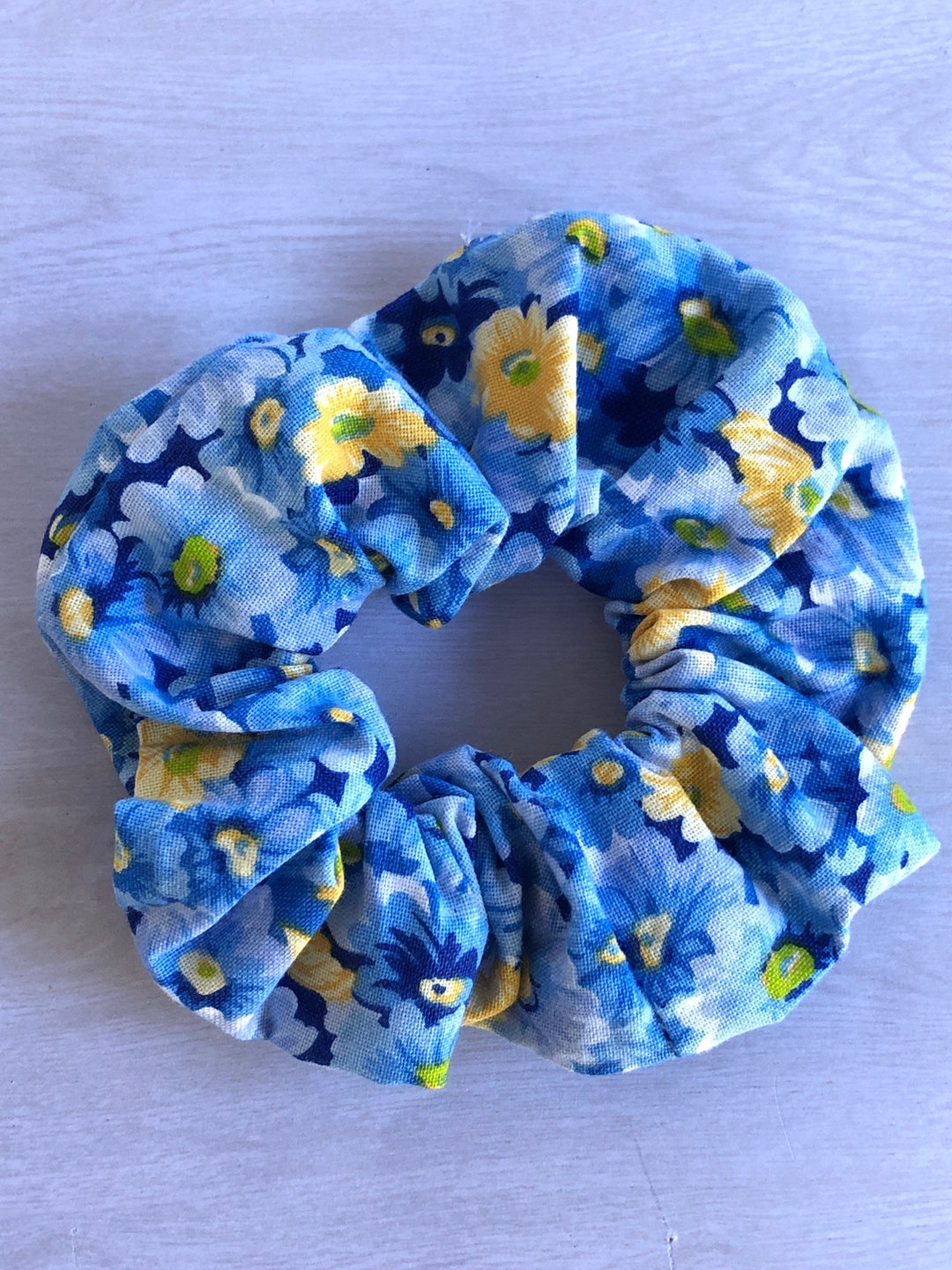 Blue Floral Scrunchie - Etsy