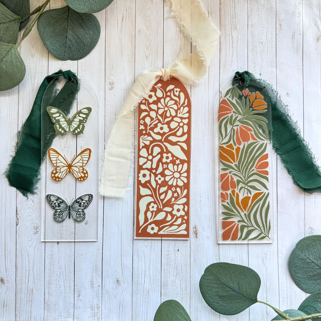 Boho Floral Acrylic Bookmark- Acrylic Bookmark- Floral- Boho- Book ...
