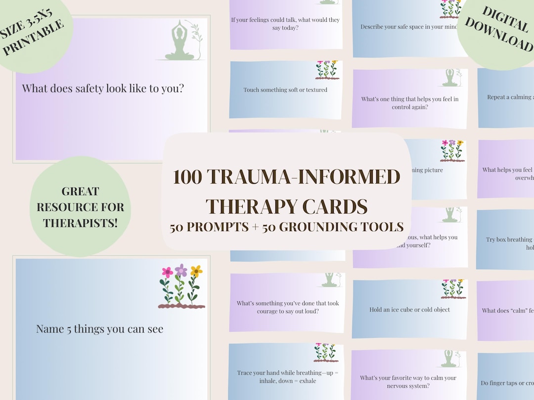 100 Trauma-informed Therapy Cards | Grounding Tools & Reflective ...