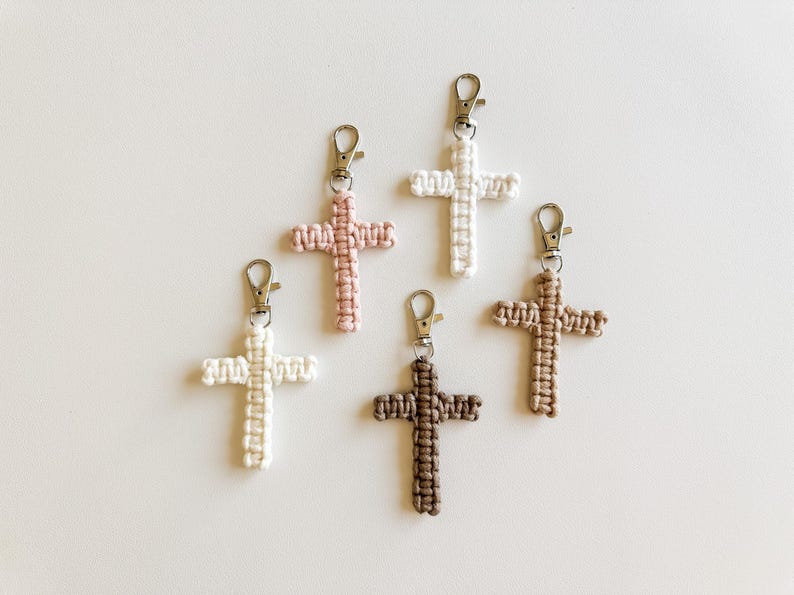 Handmade Macrame Cross Keychain - Faith Inspired Accessory - Etsy