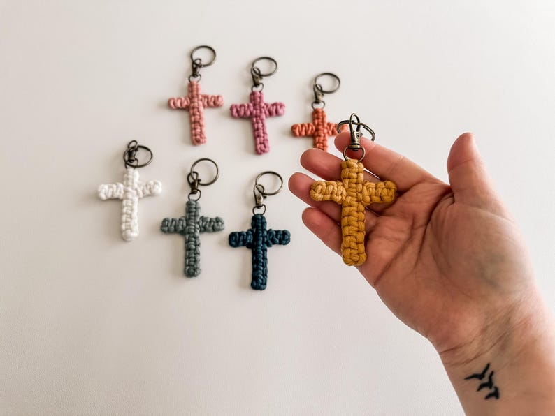 Handmade Macrame Cross Keychain - Faith Inspired Accessory - Etsy