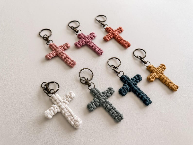 Handmade Macrame Cross Keychain - Faith Inspired Accessory - Etsy