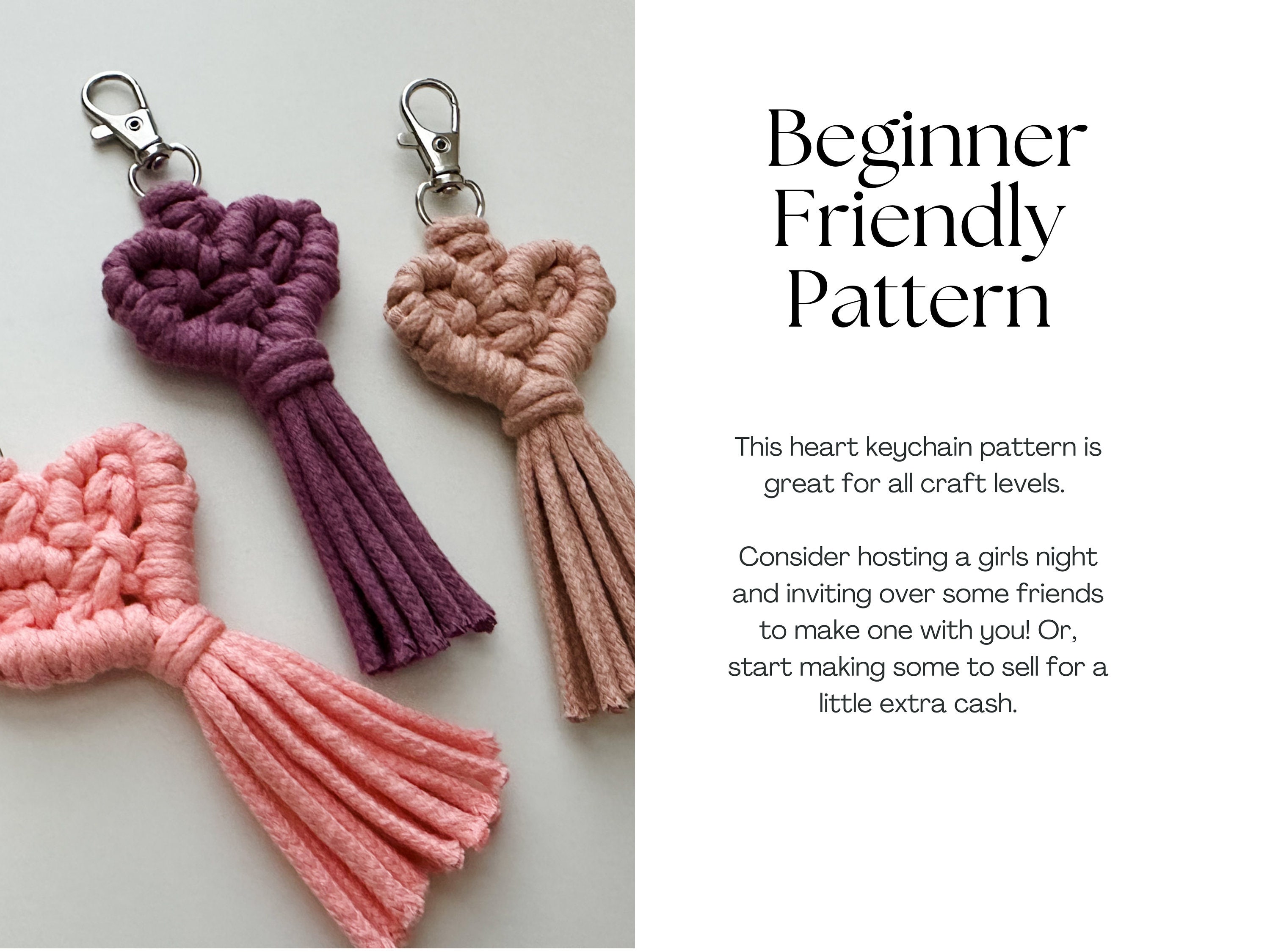 Digital Macrame Heart Keychain Pattern | Instant Download - Etsy