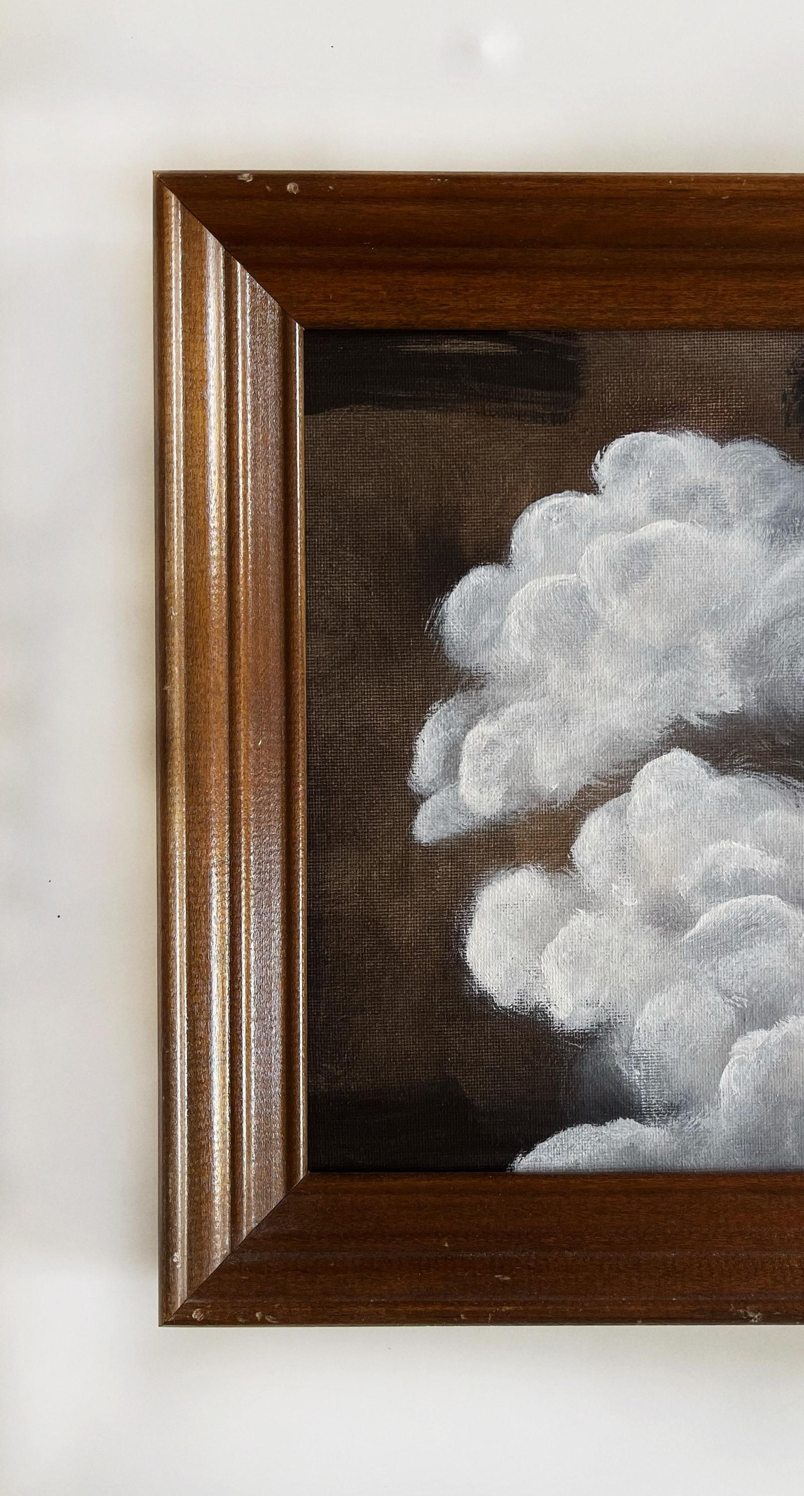 Cloud Painting in Walnut Wood Frame / Gallery Wall Art / Moody Dark ...