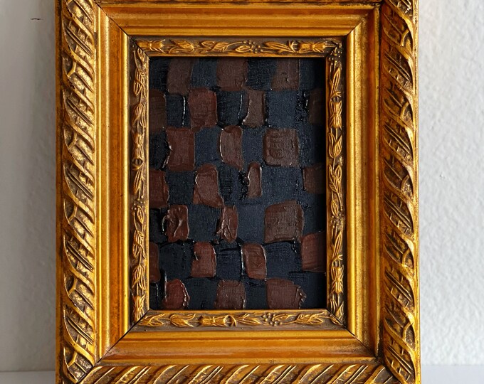 Chromatic Checkerboard: Modern Original Art in a Vintage Gold Frame ...