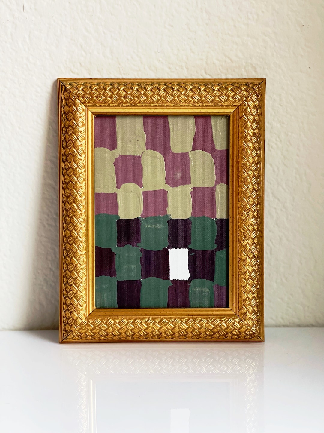 Chromatic Checkerboard: Modern Original Art in a Vintage Gold Frame ...