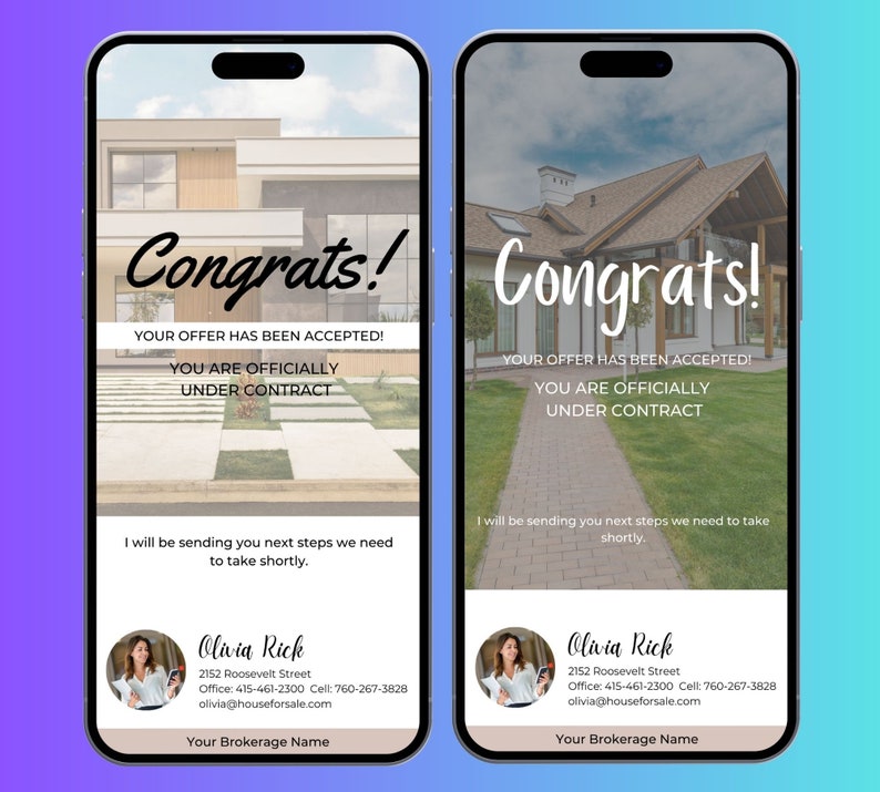 Textable Under Contract Congratulations Card, Under Contract Card for ...