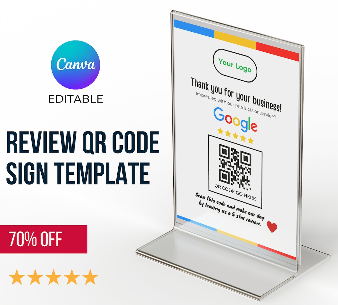 Review Request QR Code Sign Canva Template, Google Review Sign ...