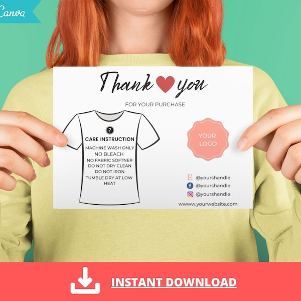 Dtf Care Instruction Template - Etsy