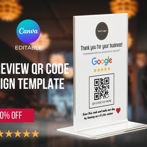 Review Request QR Code Sign, Editable Canva Template (digital Download ...