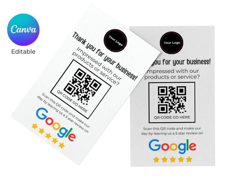 Google Review Card Template | Google Review QR Code Cards | Editable ...