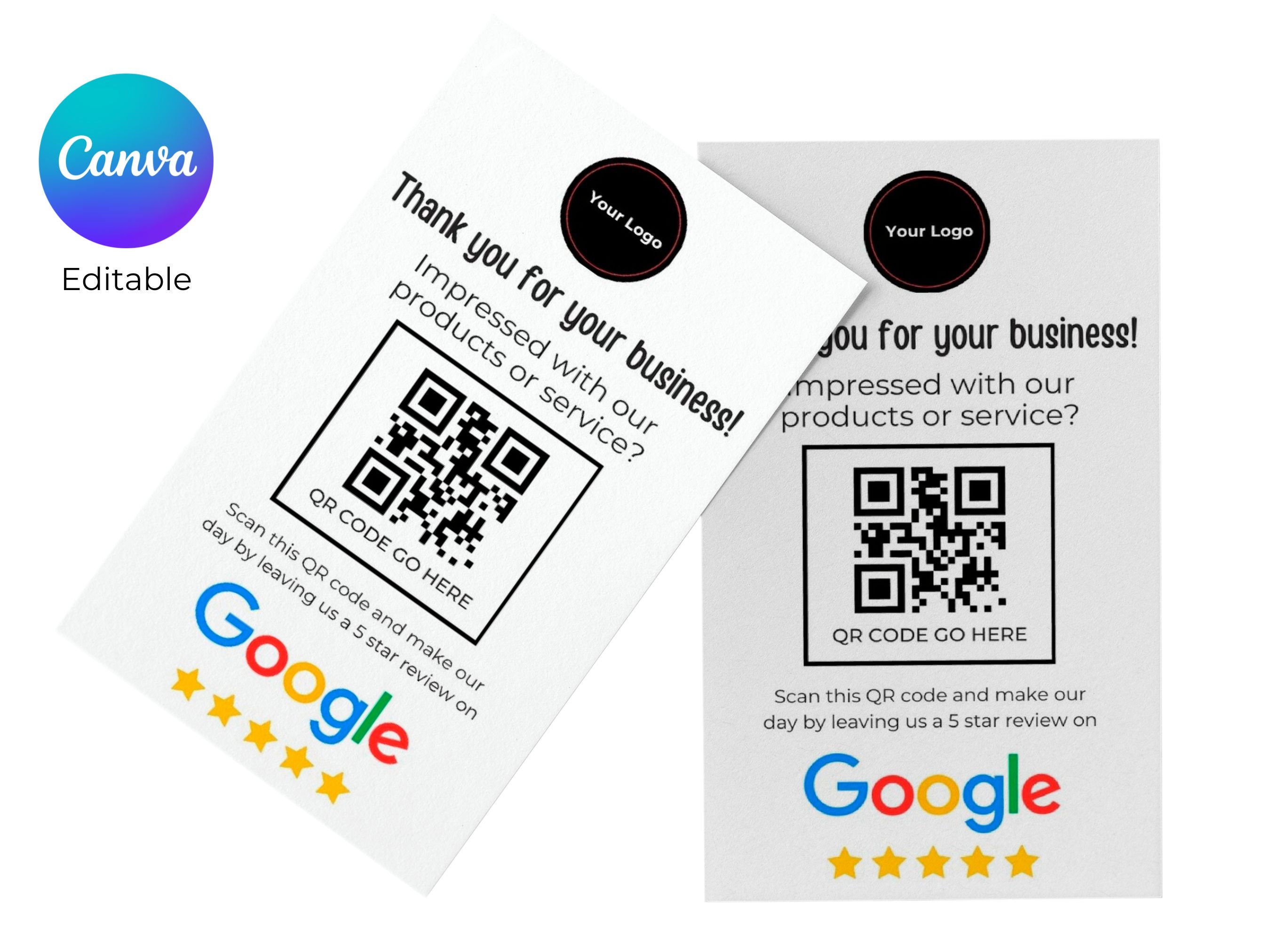 Google Review Card Template | Google Review QR Code Cards | Editable ...