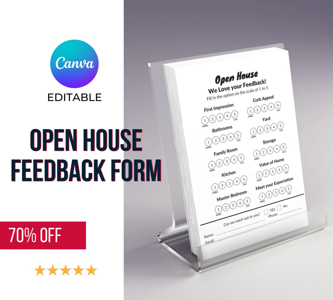 Editable Open House Feedback Form | Real Estate Printable Template for ...