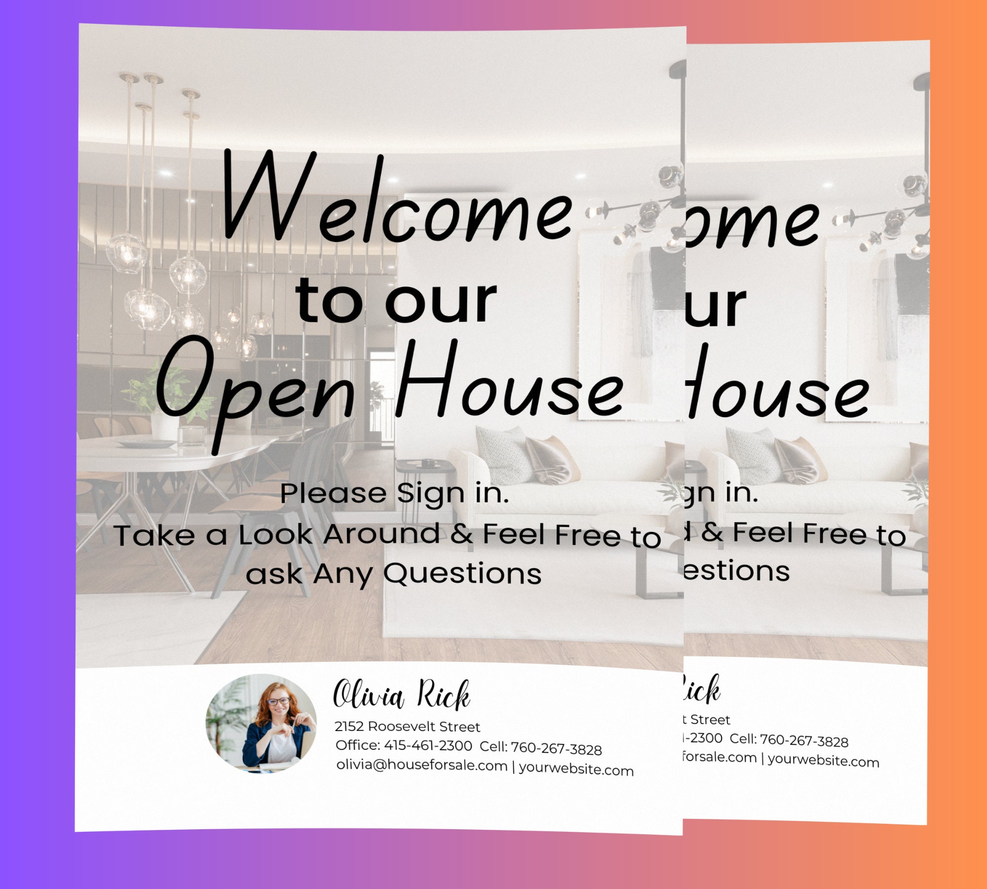 Open House Sign in Sheet & Welcome Sign | Realtor Open House Printable ...