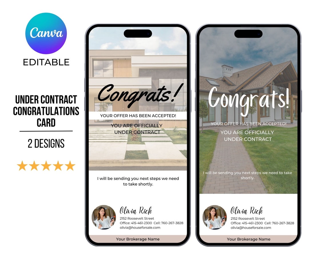 Textable Under Contract Congratulations Card, Under Contract Card for ...