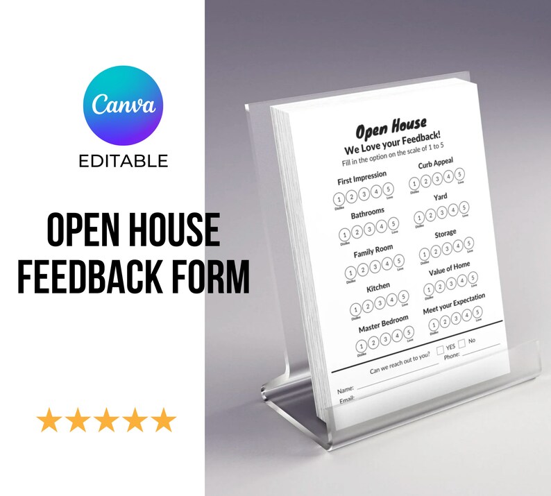 Open House Feedback Form Editable Canva Template Real Estate - Etsy Open House Feedback Form Editable Canva Template Real Estate - Etsy