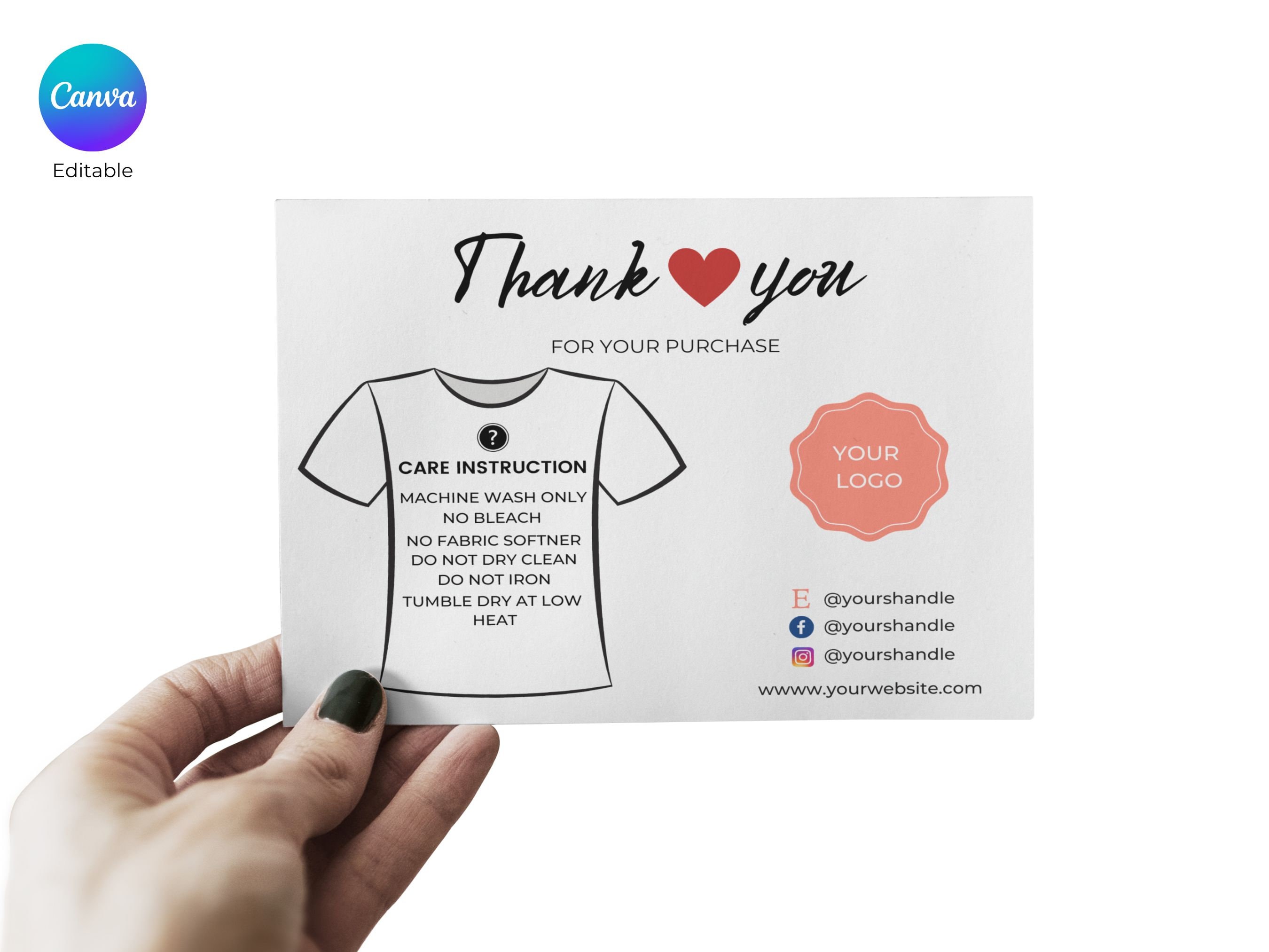 Printable Care Instructions Card, Care Instructions Card, Care ...