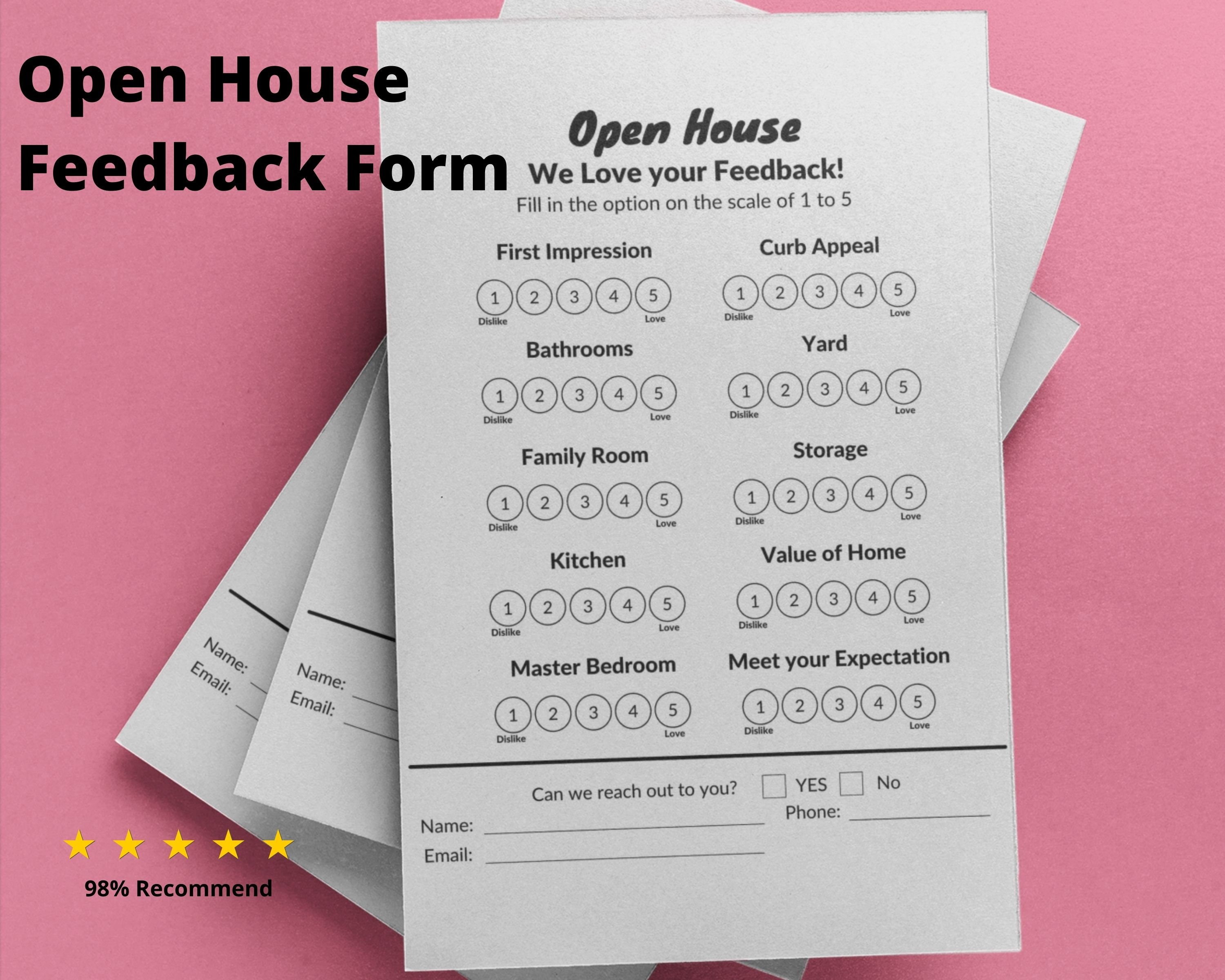Editable Open House Feedback Form, Real Estate Template (digital ...