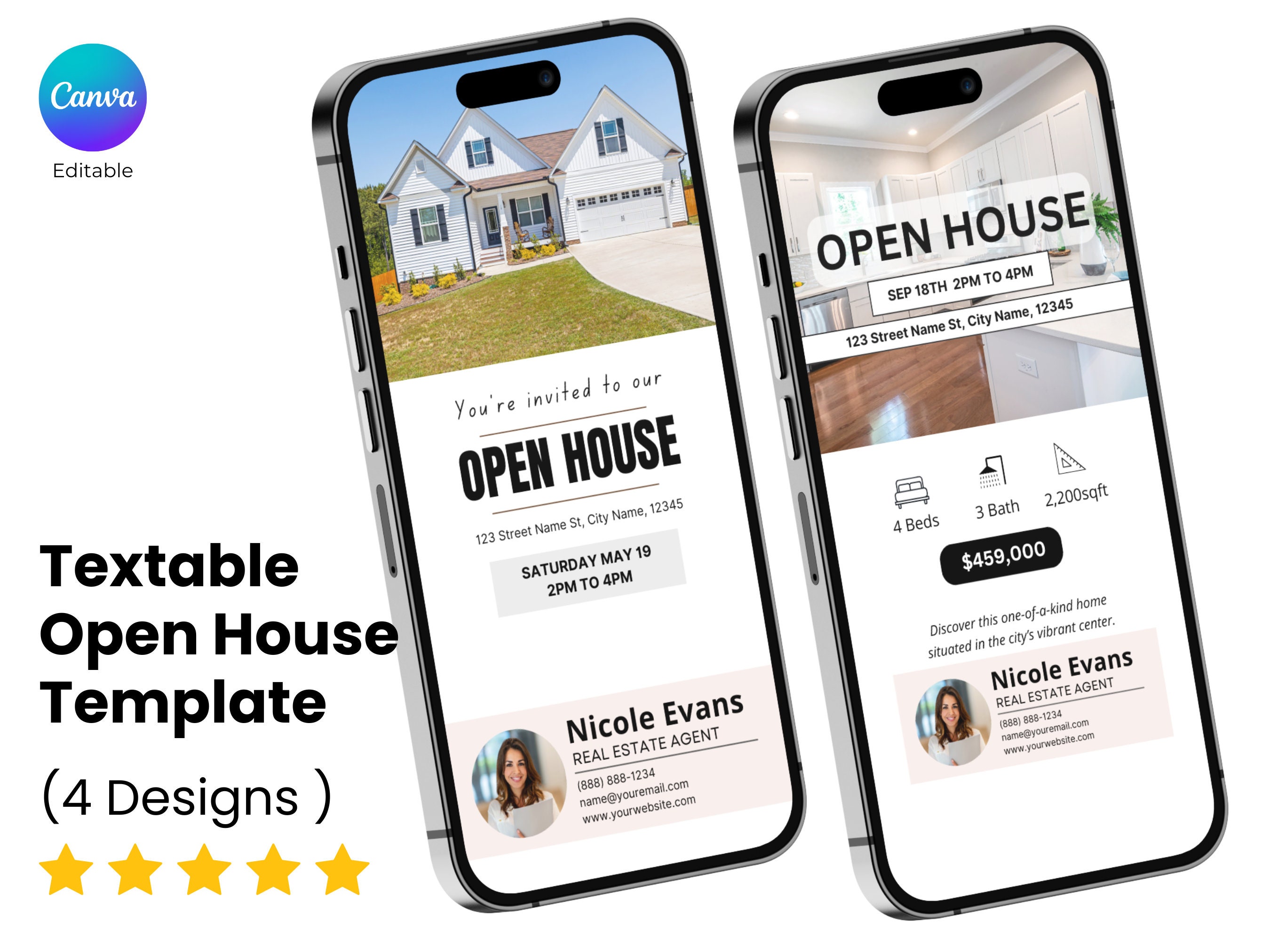 Editable Open House Textable Canva Template, Open House Invitation ...