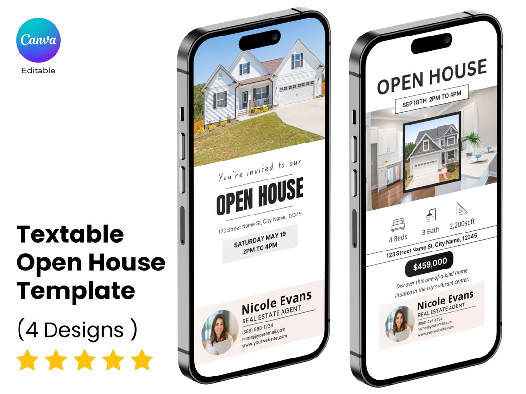 Textable Open House Invitation Template for Realtors | Real Estate ...