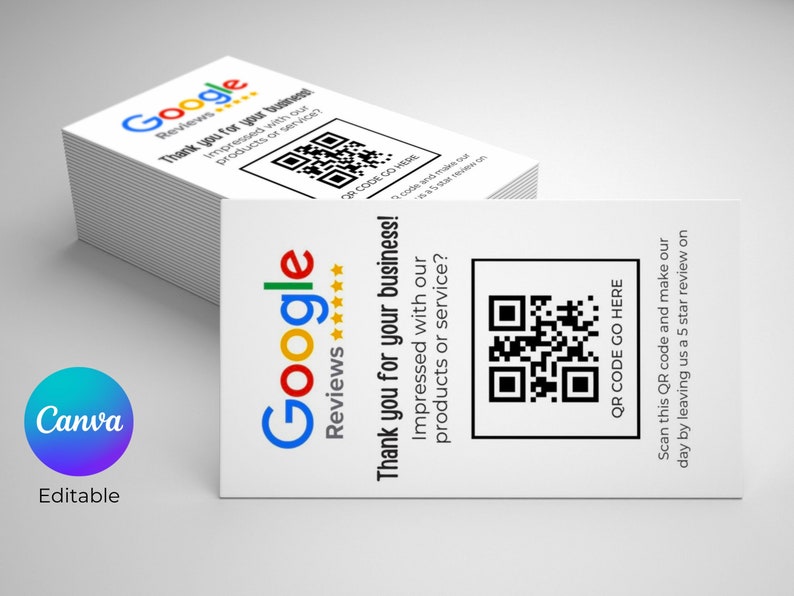 Google Review Card Template | Google Review QR Code Cards | Editable ...