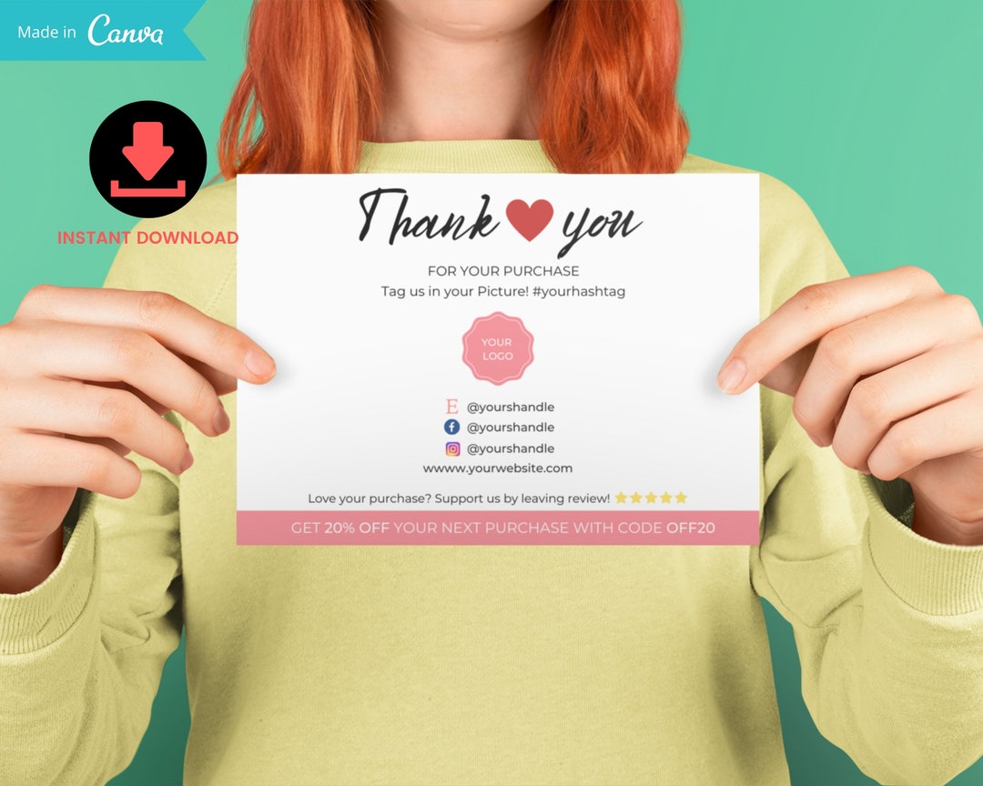 Poshmark Thank You Card Template, Thank You Cards, Customer Thank You ...