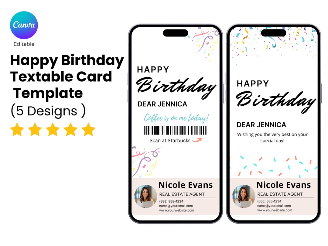 Real Estate Happy Birthday Textable Card | Realtor Marketing Canva ...