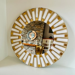 Gold and White Sparkle Mirror - Etsy
