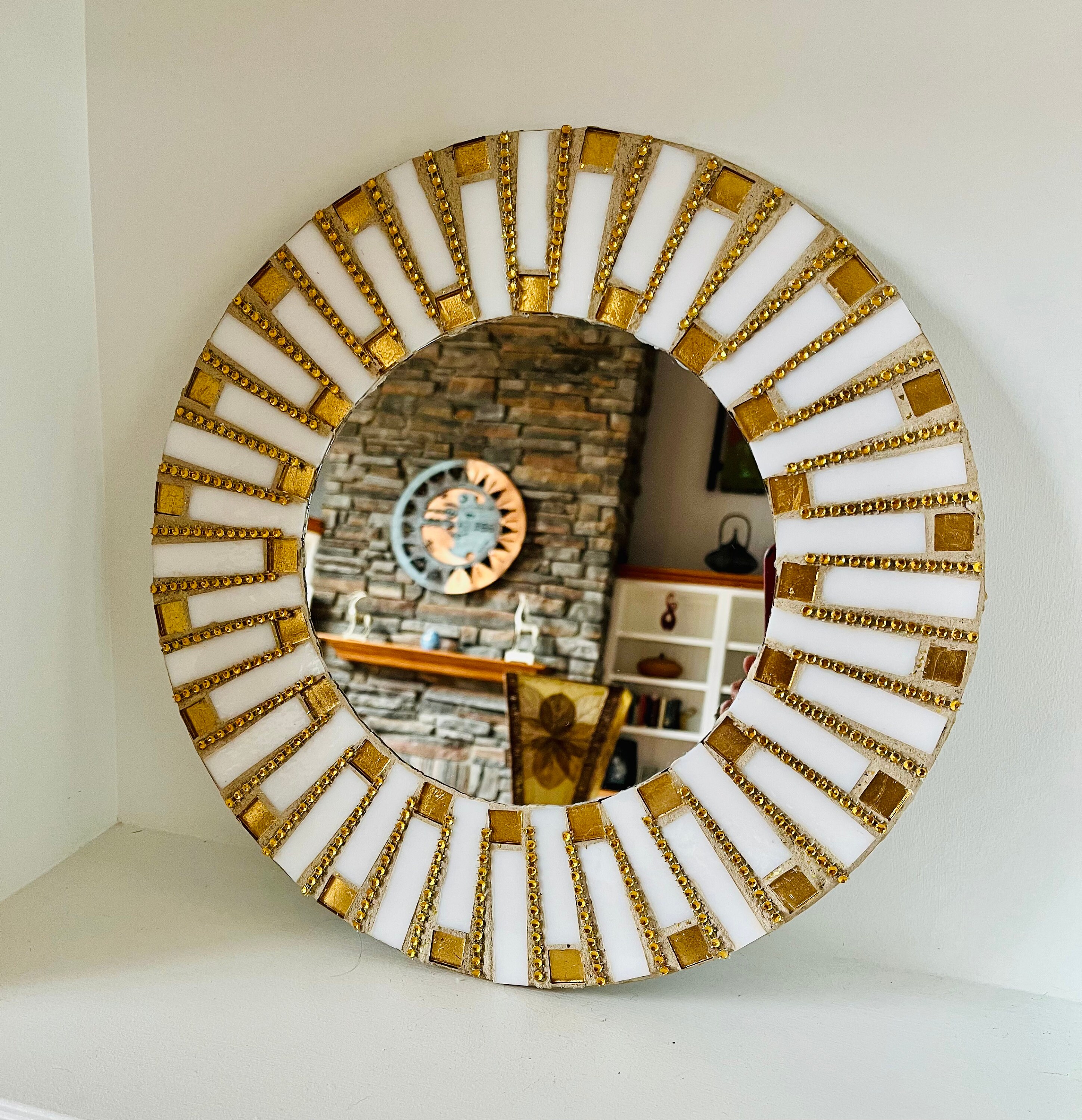 Gold and White Sparkle Mirror - Etsy