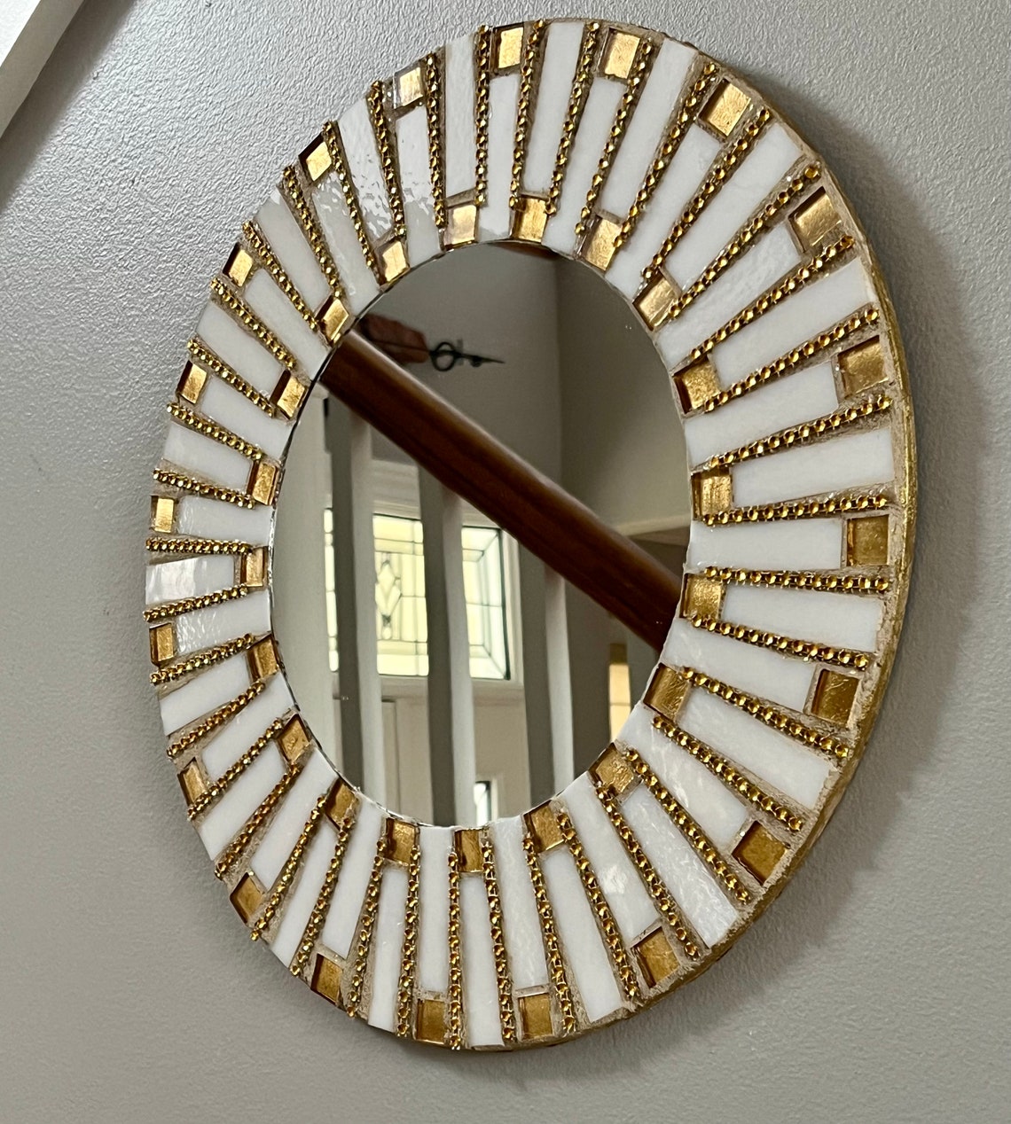 Gold and White Sparkle Mirror - Etsy
