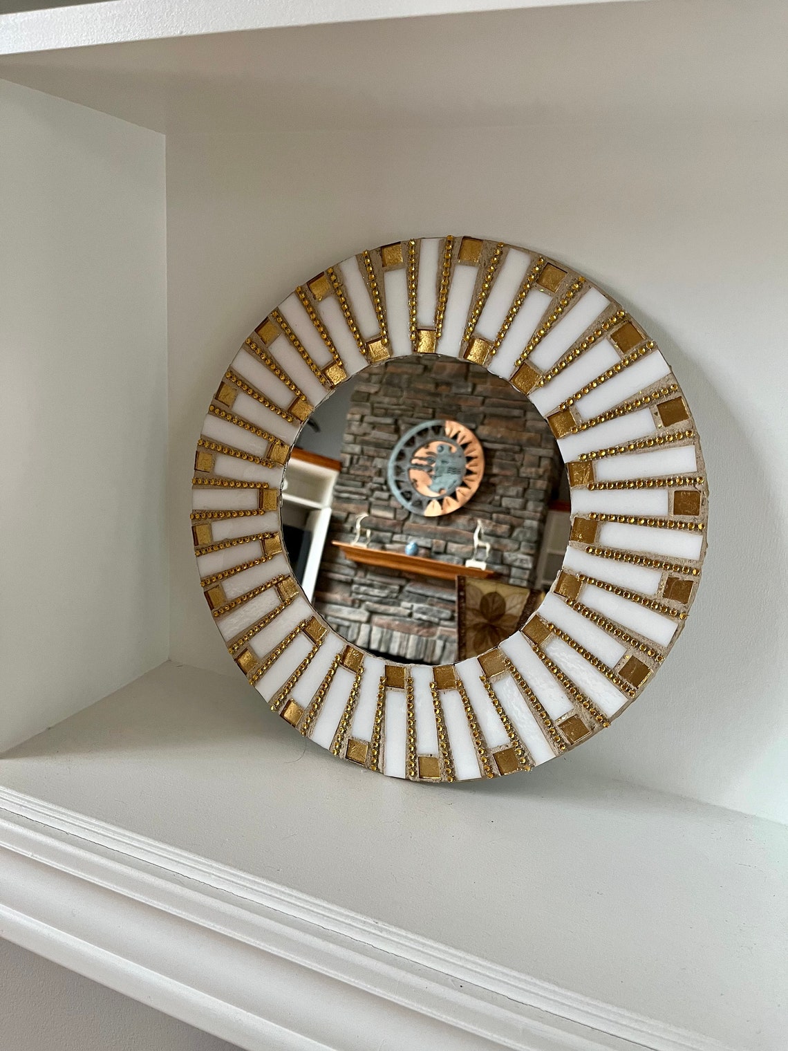 Gold and White Sparkle Mirror - Etsy