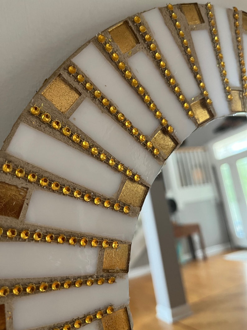 Gold and White Sparkle Mirror - Etsy