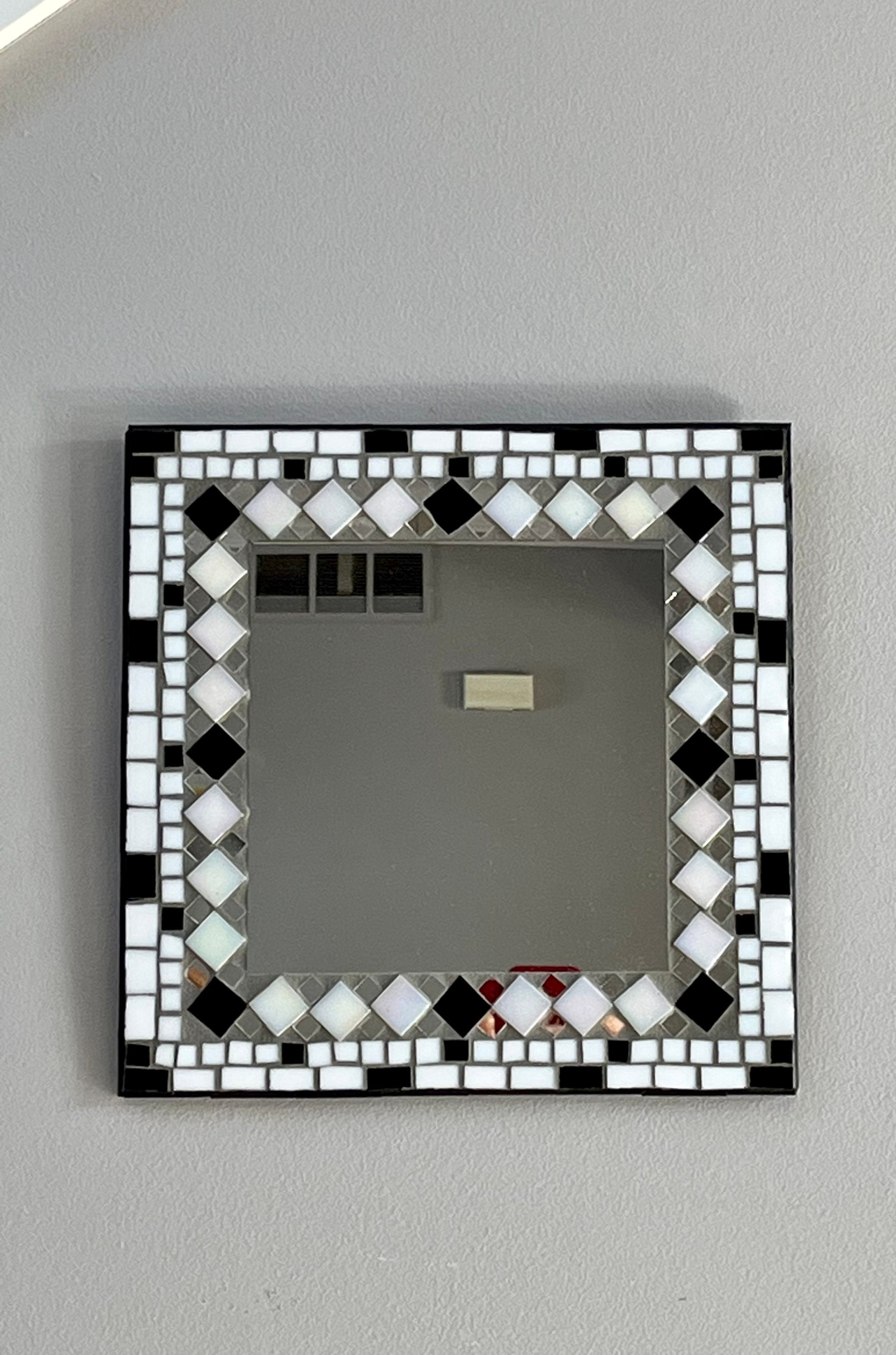 Black and White Mirror With Mirror Tile Accents. - Etsy