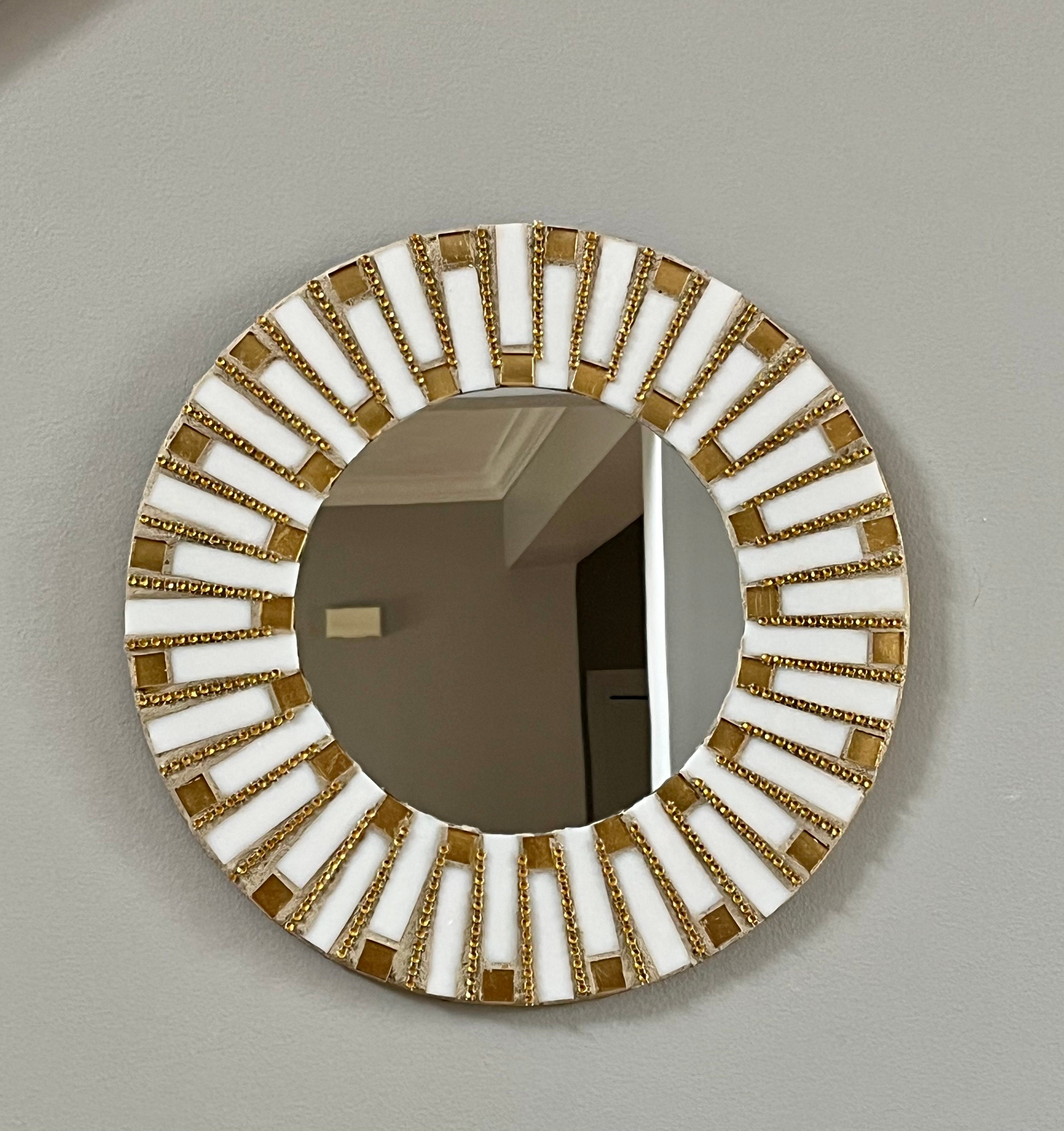 Gold and White Sparkle Mirror - Etsy