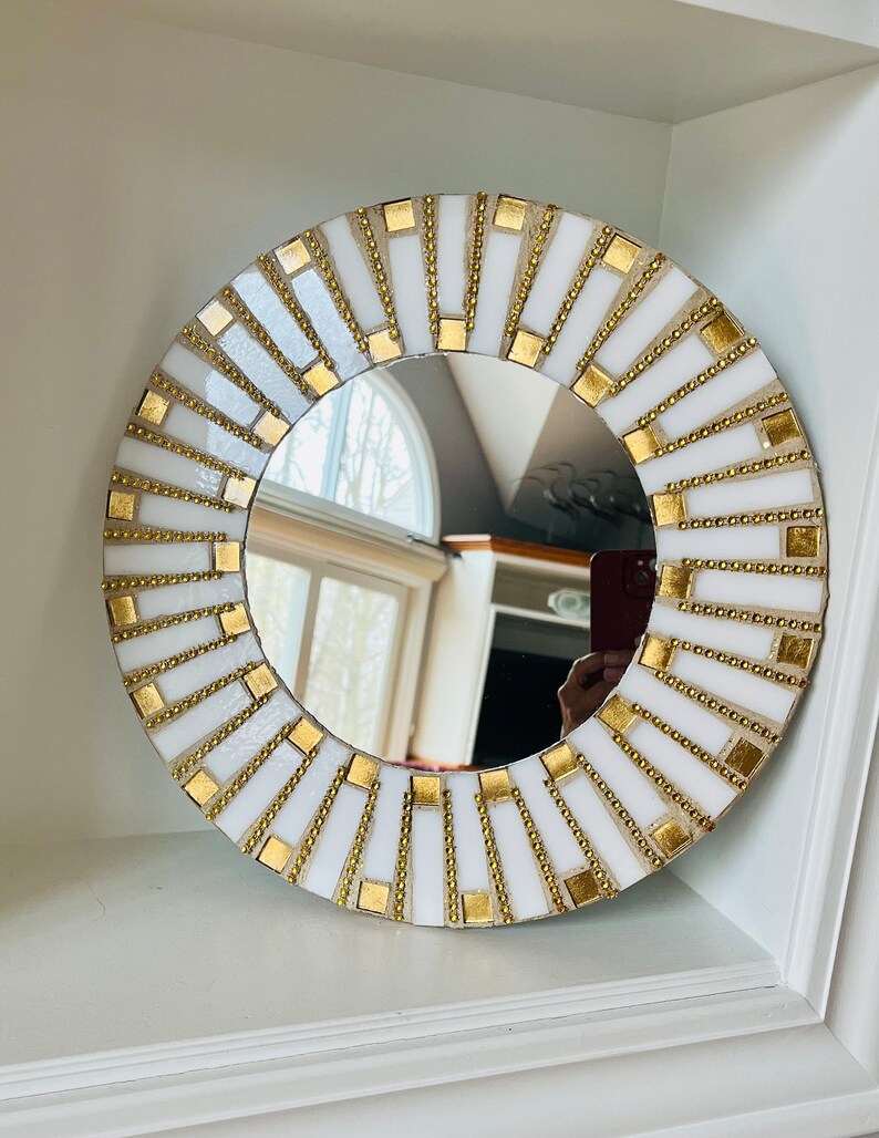 Gold and White Sparkle Mirror - Etsy