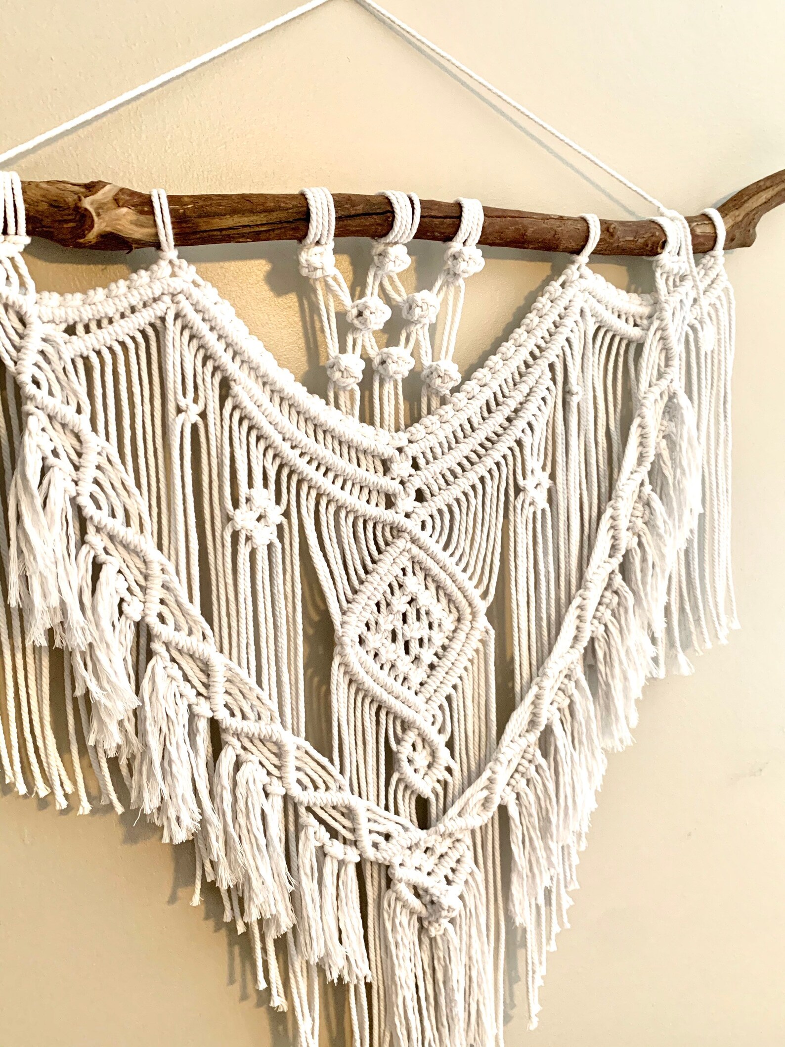 Large Pure White or Beige Wall Hanging Macrame Symmetrical - Etsy