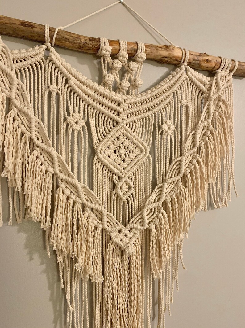 Large Pure White or Beige Wall hanging Macrame Symmetrical | Etsy