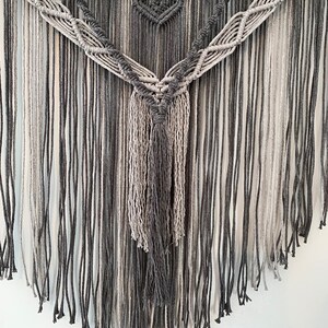 Large Charcoal and Grey Macrame Wall Hanging, Macrame on Driftwood ...
