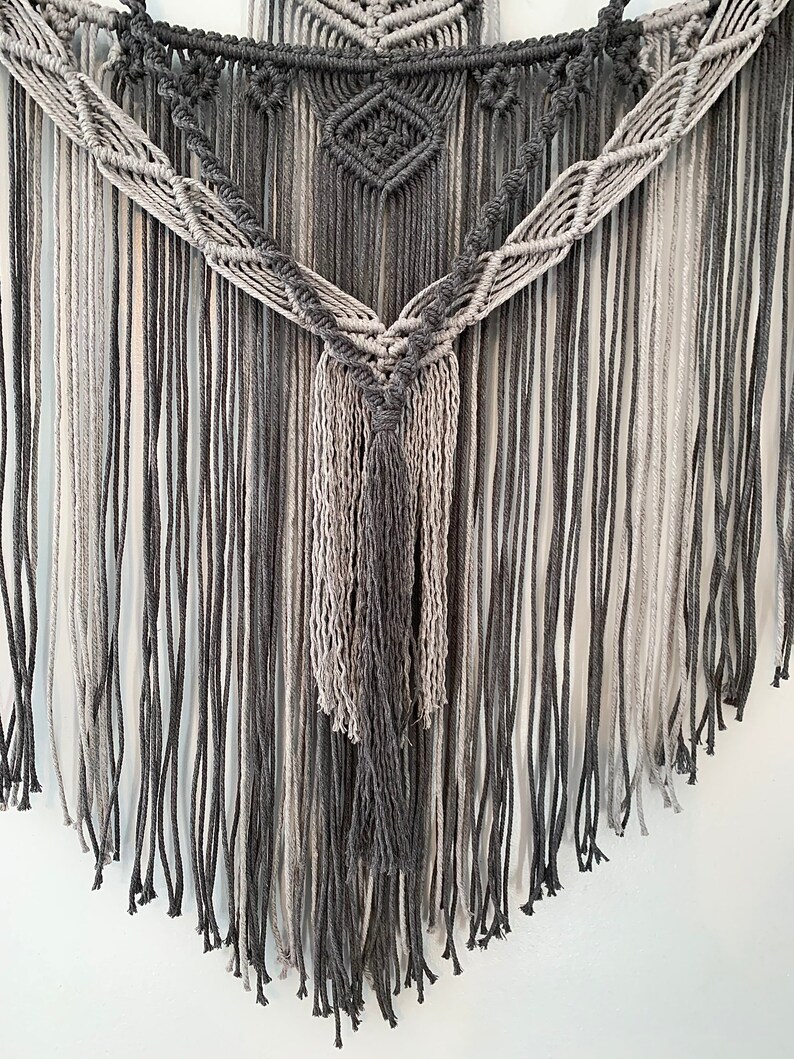 Large Charcoal and Grey Macrame Wall Hanging Macrame on - Etsy