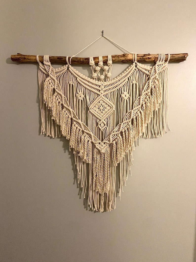 Large Pure White or Beige Wall Hanging Macrame Symmetrical - Etsy