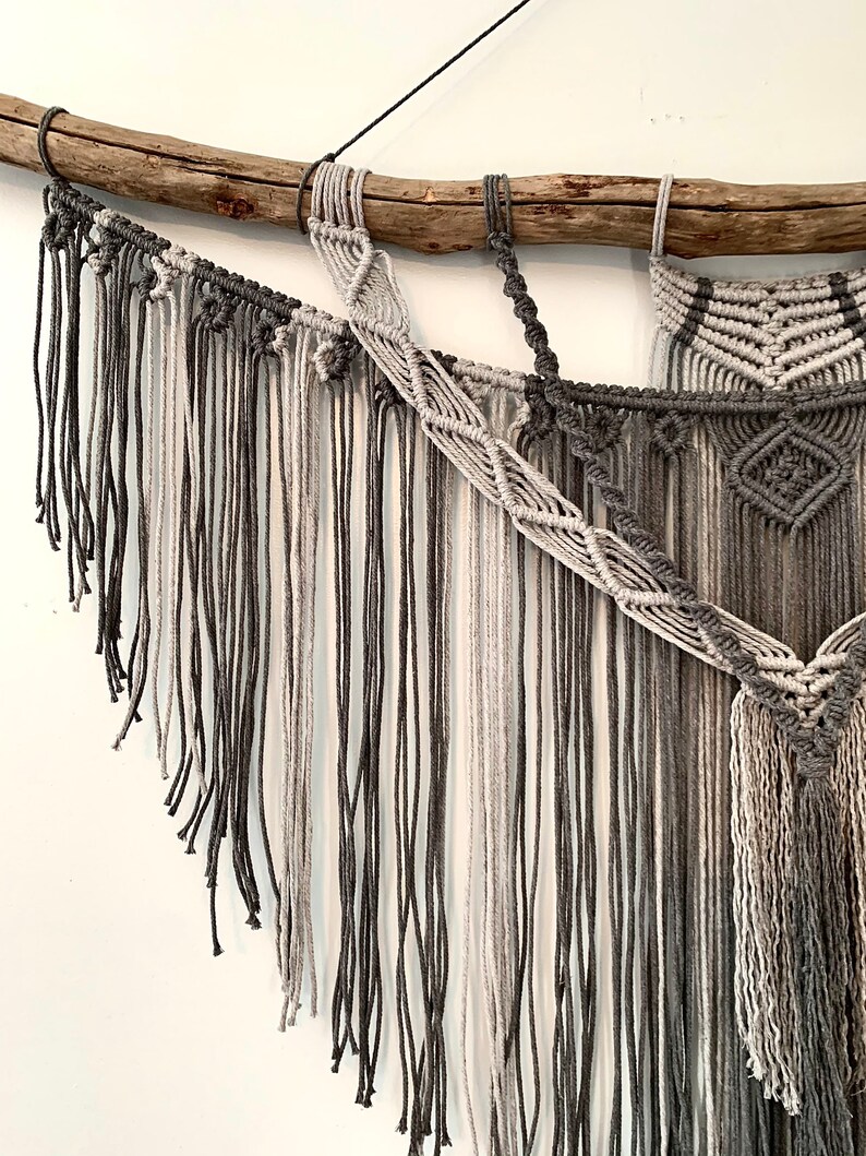 Large Charcoal and Grey Macrame Wall Hanging Macrame on - Etsy
